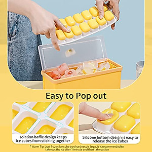 Ice Cube Tray - Ice Tray, Silicone Ice Cube Tray with Bin, Ice Cube Trays for Freezer with Lid, 3 Pack Ice Tray with Ice Bucket, Ice Scoop. Mini Ice Maker, Easy Release Ice Cube, Ice Molds for Whiskey