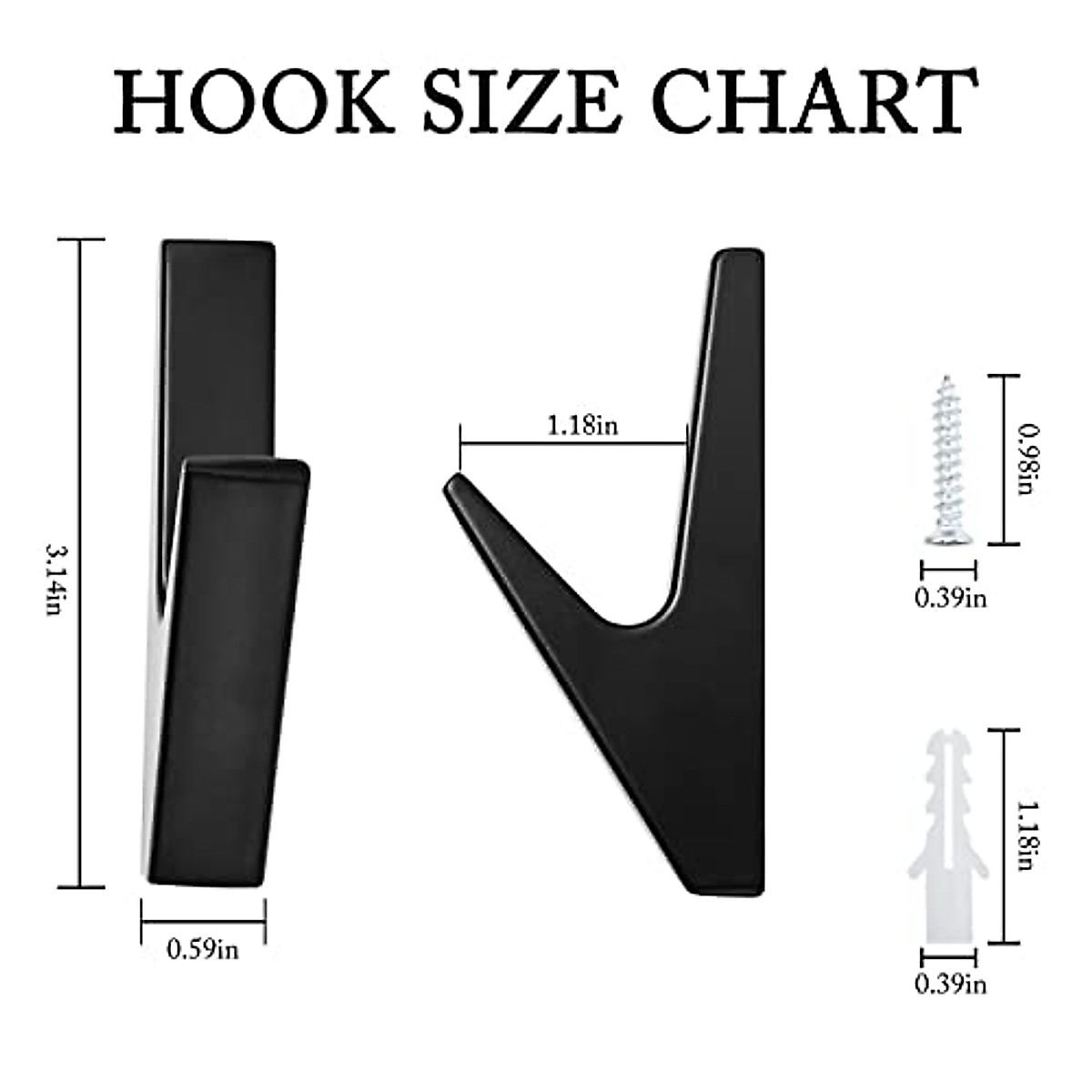 Potaosey 4PC Black Single Coat Hooks, Wall Mounted Single Towel Hook.Modern Style Hook for Bedroom Living Room Bathroom Fitting Room Office