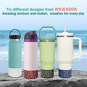 WK IEASON 2 Pcs Tumbler Bottom Protector Boot for Stanley Quencher Adventure 40oz & Stanley IceFlow 20oz 30oz and Compatible with Hydro Flask Water Bottle 12oz 21oz 24oz