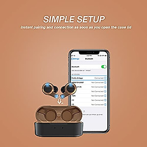 Jabees] Firefly Vintage Bluetooth Wireless Gaming Earbuds - Noise Cancelling Waterproof Headphones with 4 Mic for Call & Music - 40Hr Playtime with Charging Case, Low Latency, aptX, ENC(Bronze)