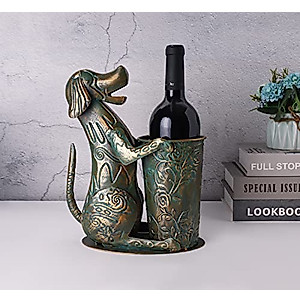 MMEXPER Green Bronze Wine Rack Single Wine Bottle Holder for Home Kitchen Display Shelf Gift