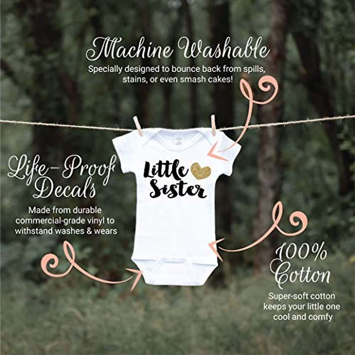 Bump and Beyond Designs Baby-Girls Little Sister Leotard Outfits White, 0-3 Months