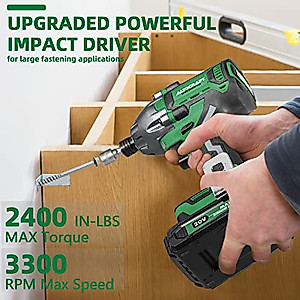 ALTOCRAFT Brushless Cordless Impact Driver 20V Max,1/4”Compact Power Electric Driver Kit w/3 Variable Speed 3300RPM,2400 IN-LBS,Battery & Fast Charger,10pcs Screwdriver Bits,14pcs Sockets and Tool Bag
