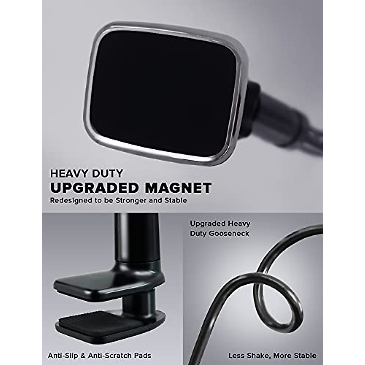 Debranded Products Magnetic Gooseneck Phone Holder Mount - Heavy Duty Magnetic Stand, Phone Accessories for Bed, Desk, Heavy Duty Magnet and Long Arm, Overhead Stand, Compatible with All Smartphones