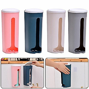 Plastic Bag Holder,Kitchen Trash Bag Dispenser Roll Holder,Grocery Bags Wall Mount Storage,Easy Hanging Over Cabinet Door Under Sink Bag Saver(blue)