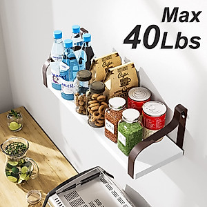 Love-KANKEI Floating Shelves for Wall Set of 3, Rustic Wood Wall Shelves for Bedroom, Living Room, Bathroom, Kitchen, Office Storage White Brown