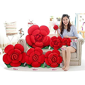 YILANLAN Flower Plush Rose Pillow Cute Decorative Flower Plush Cushion Cartoon Creative Cushion Sofa Pillow Bed Cushion (30 cm, Red)