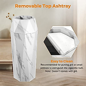 BEAMNOVA Bundle Metallic 15 x 31.5 in + White Marbling Diamond-Shape 12 * 28 in Commercial Stainless Steel Trash Can Outdoor Indoor Garbage Enclosure with Lid Inside Barrel Heavy Duty Waste Container