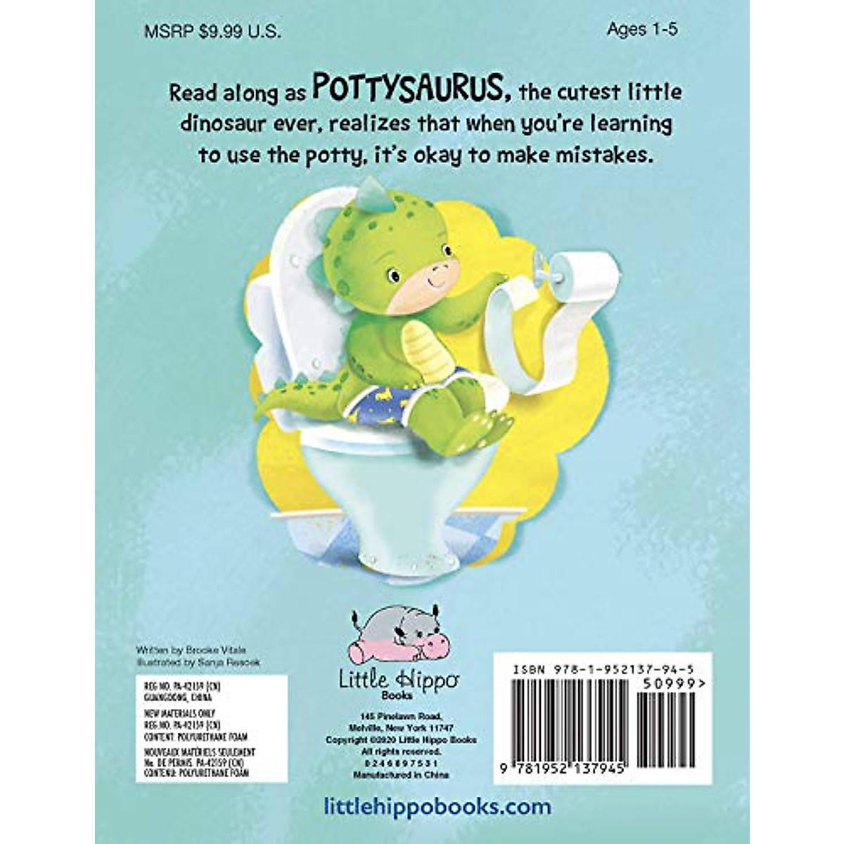 Pottysaurus - Children's Padded Board Book - Potty Training