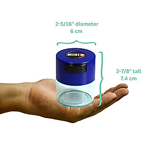 Minivac - 10g to 30 gram Vacuum Sealed Container - Dark Blue Cap & Clear Body