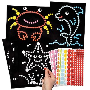 Baker Ross FE243 Sealife Dotty Art - Pack of 8, No Mess Dotty Crafts for Kids to Decorate and Display for Arts and Crafts Activities