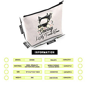 CMNIM Sew Gifts for Women Designer Quilting Cosmetics Bag Gifts for Seamstress Dressmaker Pouch Bag Sewing Is My Favorite Season (Sewing Season Makeup Bag)