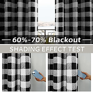 DriftAway Buffalo Plaid Check Curtains Blackout Room Darkening Thermal Insulated Black and White Buffalo Checkered Window Drapes for Farmhouse Bedroom Living Room Grommet Curtain 2 Panels 84 Inch Long