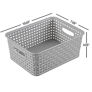 Xeabia Plastic Weave Storage Baskets, Small Plastic Storage Baskets for Cupboard, Gray, 6 Packs