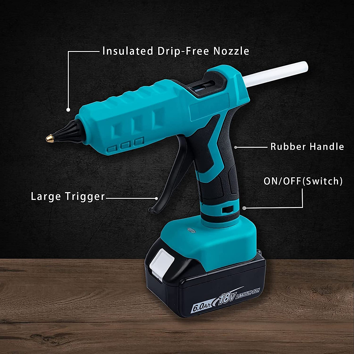 100W Cordless Hot Glue Gun for Makita 18v Lithium Battery (Battery NOT Included) with 20 Glue Sticks Portable Battery-Powered Glue Gun for Arts & Craft DIY Project & Festival Decoration