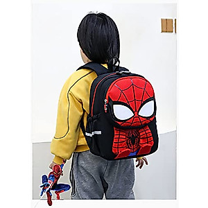 tollaa Toddler School Backpack Cartoon 3D Comic Superhero Kids Backpacks Waterproof Lightweight Kids Schoolbag for Boys Girls-Black