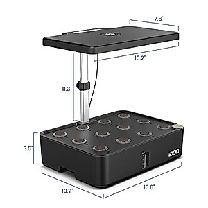 iDOO Hydroponics Growing System 12Pods, Indoor Garden with LED Grow Light, Plants Germination Kit, Built-in Fan, Automatic Timer, Adjustable Height Up to 11.3" for Home, Office