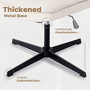 HomVent Armless Office Desk Chair No Wheels, PU Leather Padded Modern Swivel Vanity Chair, Ergonomic Mid Back Adjustable Wide Seat Computer Task Chair for Makeup Vanity Study Room Office Bedroom Beige