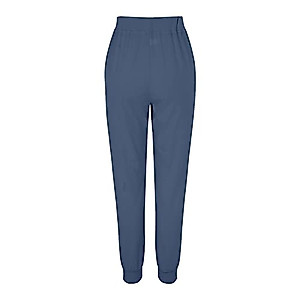 Waist Floral Print Boho Pants Women Flowy Pants Cotton Linen Wide Leg Palazzo Pants Long Lounge Slacks High Waist Button Trousers Pocket Capris Pants for Women Casual Summer OHDUS0811SALE013 Navy