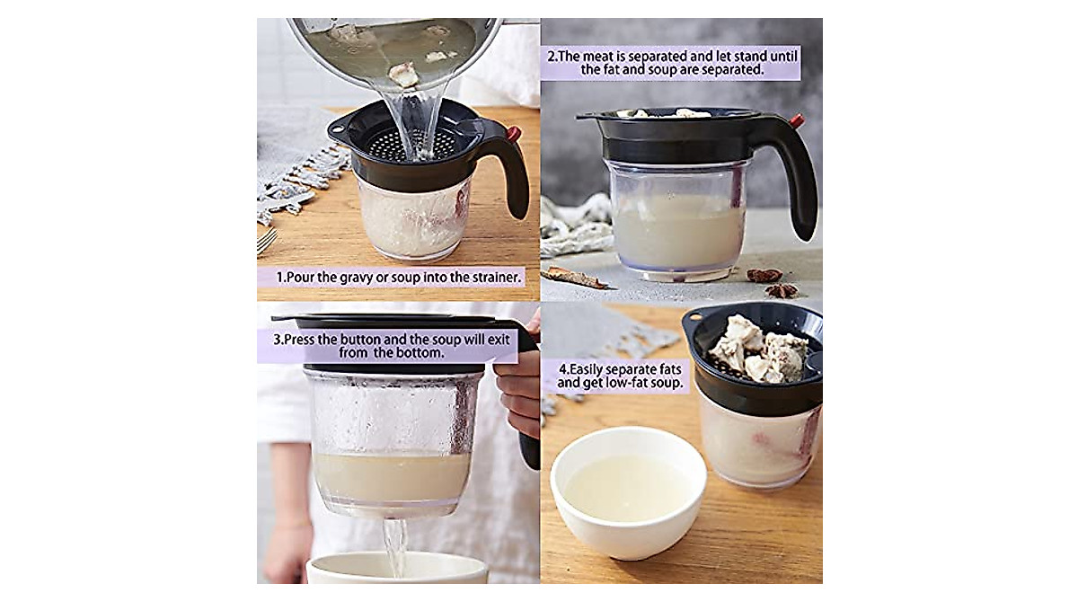 Fat Separator 4-Cup with Bottom Release for Healthier Cooking