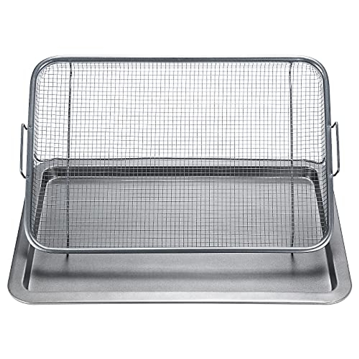 Air Fryer Basket For Oven, 18.1x11.8inch Stainless Steel Large Air Fryer Tray For Oven, Non-sitck Grill Basket Air Fryer Pan, Baking Sheet Cookie Sheet 2 Piece Set