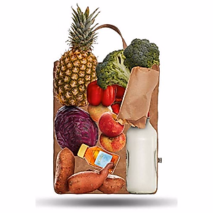 World's Strongest Grocery Bag, Handmade with Certified Organic Cotton and Hand Waxed with Beeswax, Foldable, Stiff Waxed Canvas Stands Up for Easy Filling, Plastic-Free, Reusable, GOTS, Large, Brown