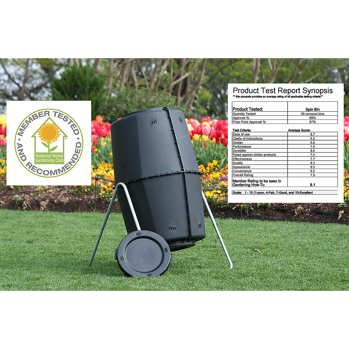 Spin Bin 60 Gal. Outdoor Compost Tumbler Rotating Garden Composter Bin (Black)
