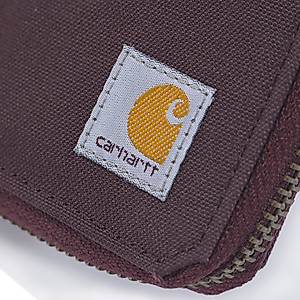 Carhartt Canvas Zip, Durable Zippered Wallets for Men, Nylon Duck (Deep Wine), One Size