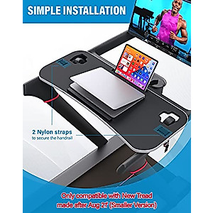 New Tread Laptop Tray, Treadmill Desk Tray, Upgrade 36" Treadmill Laptop Holder, Ergonomic Treadmill Laptop Desk with Protective Guard & Tablet Holder for Phone, Exercise Workstation, Easy Mount Tray