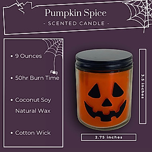 Pumpkin Spice Scented Fall Candle | 9oz Pumpkin Halloween Candles | Halloween Decor Fall Candle with Pumpkin Spice Scent | Cute Halloween Decor with 40 Hours of Burn Time | Halloween gifts for women