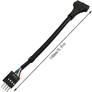 Longdex 2PCS USB 3.0 20 Pin Female to USB 2.0 9-Pin Male Motherboard Adapter Converter Cable