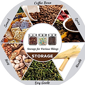 Roshtia 6 Pcs Square Glass Jars Food Storage Containers Glass Jars with Silver Metal Lids Square Glass Storage Containers with Lids Glass Canisters Airtight for Coffee Spices Food Kitchen (37 Oz)