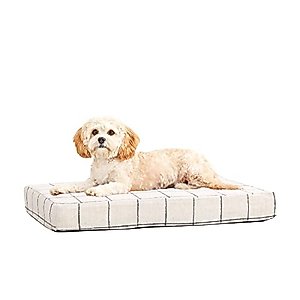 Barkbox Orthopedic Dog Bed | Comfortable Memory Foam Mattress for Joint Relief | Head and Neck Support Waterproof with Non Skid Bottom | Calming Durable Bed with Washable Cover | Small, White Plaid