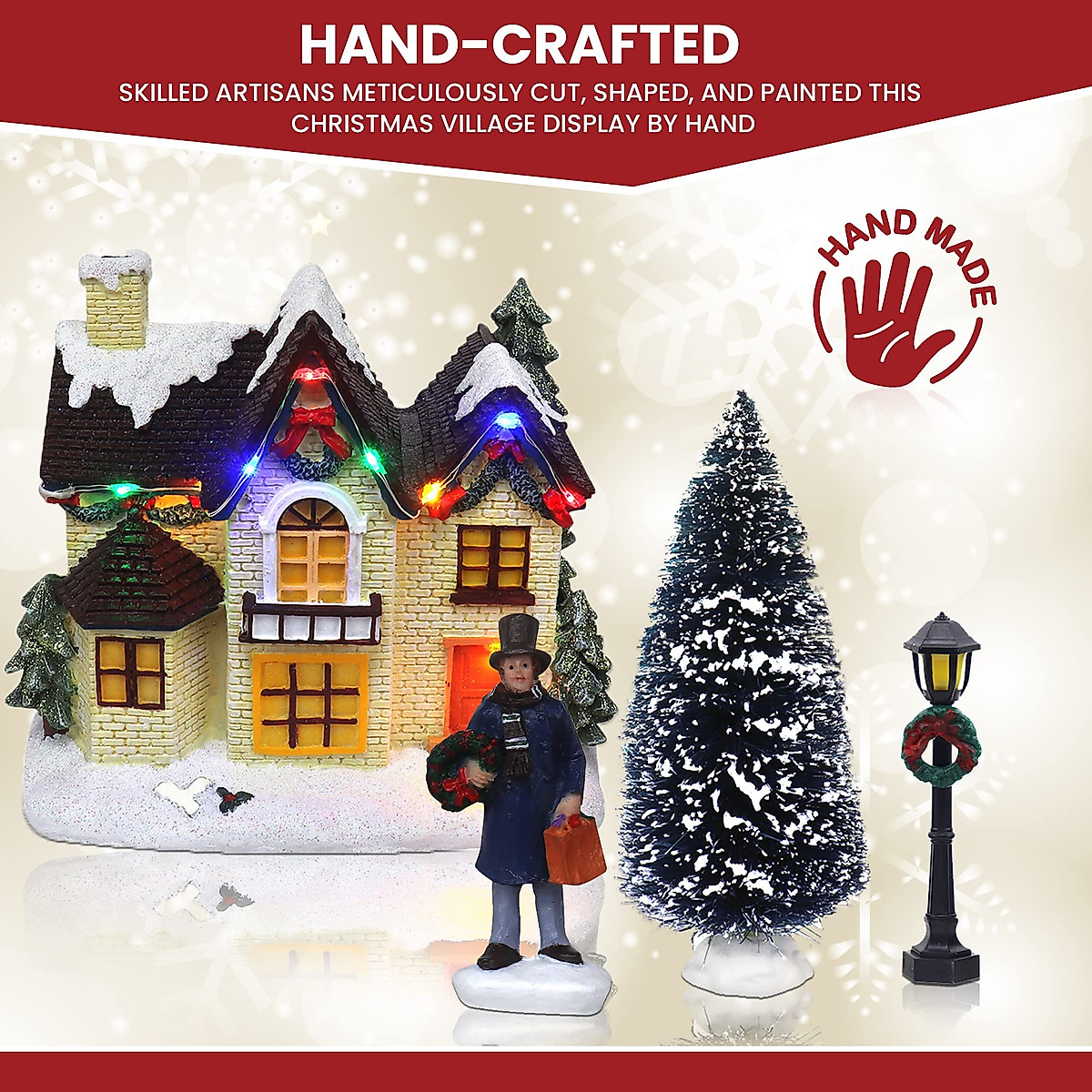 Christmas Village Figurines Decoration Set - Perfect Addition to Your Christmas Indoor Decorations & Snow Village Displays - A Thoughtful Gift for Your Loved Ones (30 Piece Christmas Village Set)