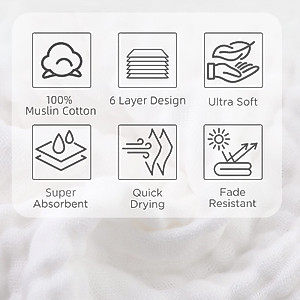 Baby Muslin Burp Cloths Dinosaur Burping Rags Super Soft Face Towel 100% Organic Cotton 20x10 Inches,5 Pack White