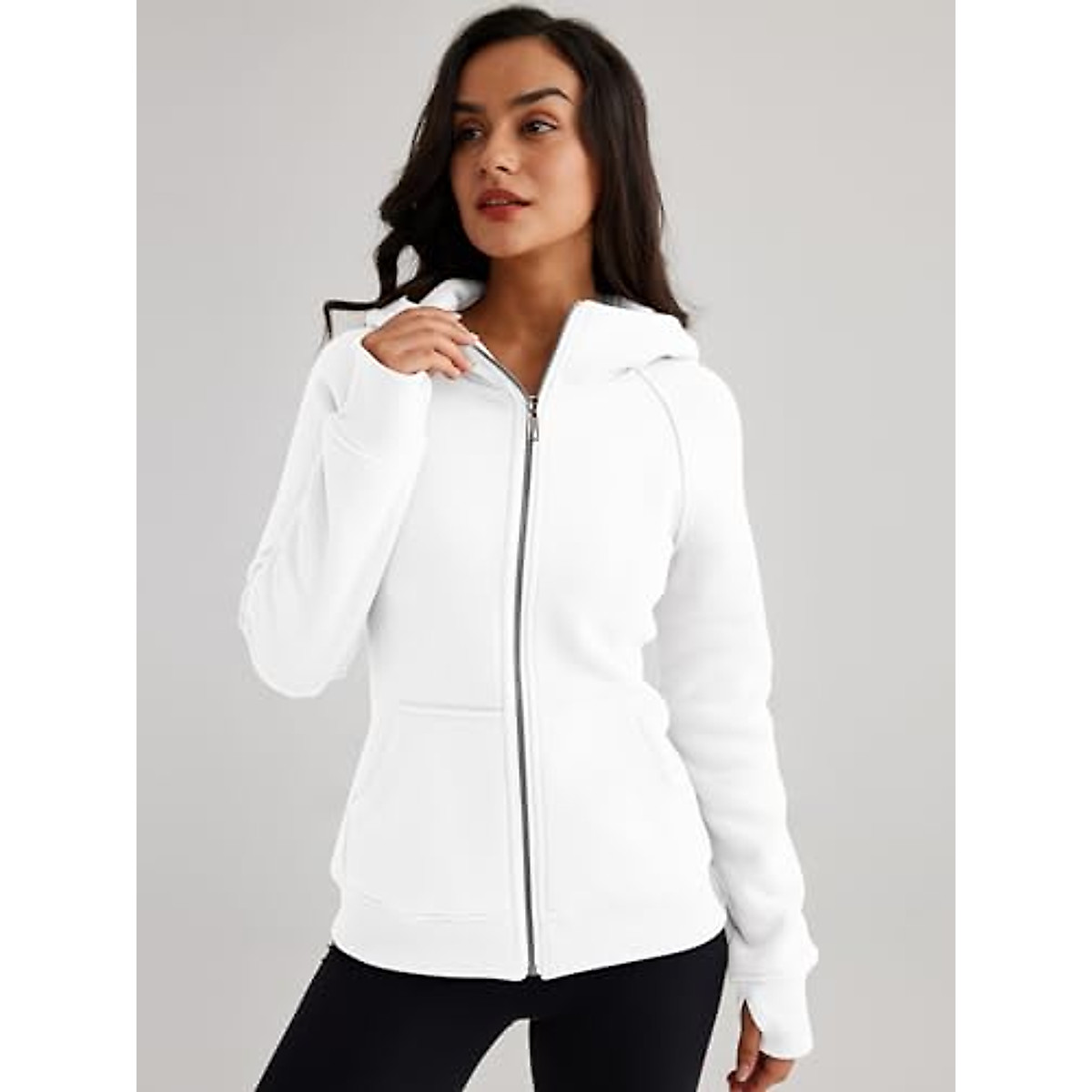 Trendy Queen Womens Zip Up Hoodies Oversized Sweatshirts Fall Outfits Long Sleeve Fleece Sweaters With Pockets Full Zip Winter Jackets Y2k Clothes Teen Girls Fashion