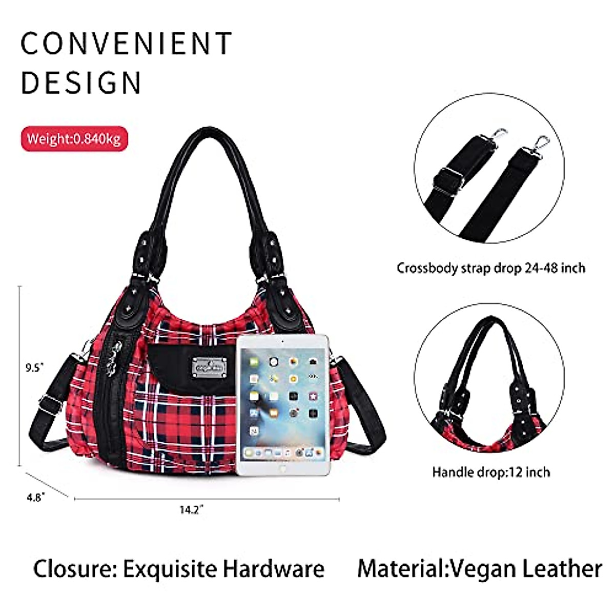 Angel Kiss Women Handbags Shoulder Bags Washed Leather Satchel Tote Bag Mutipocket Hobo Purse