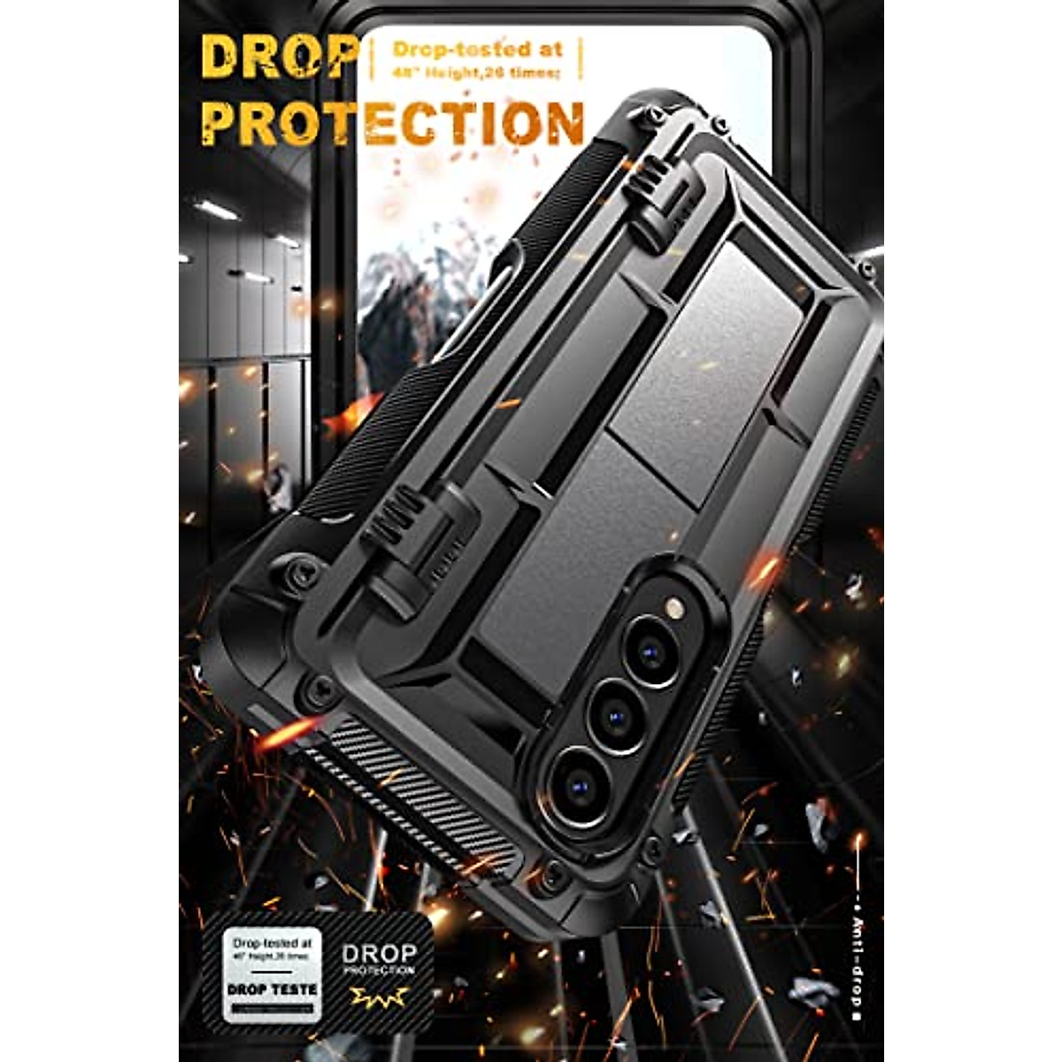 ZtotopCases for Samsung Galaxy Z Fold 4 5G (2022), Full-Body Dual Layer Rugged Case with Built-in Screen Protector & Kickstand & S Pen Slot Drop Protection Shockproof, Black