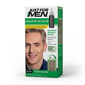 Just For Men Shampoo-In Color (Formerly Original Formula), Mens Hair Color with Keratin and Vitamin E for Stronger Hair - Sandy Blond, H-10, Pack of 1