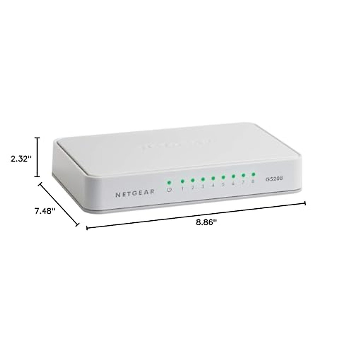 NETGEAR 8-Port Gigabit Ethernet Unmanaged Switch (GS208) - Desktop, Ethernet Splitter, Silent Operation, Plug-and-Play