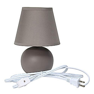 Simple Designs LT2008-GRY Mini Ceramic Globe Table Lamp with Matching Fabric Shade, Gray 5.51 x 5.51 x 8.66