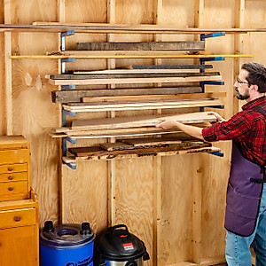 ROCKLER 6-Tier Lumber Storage Racks, Wall Mounting Shop, Basement, or Garage Organizer | Wall Storage Garage Shelf to Keep Lumber, Molding, & More - Workshop Organizers and Storage Hold up to 110 lbs