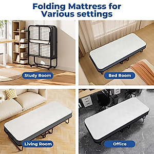 Umidex Folding Bed, (with 5.2" Thick Memory Foam Mattress), 79 * 35inch, Portable Foldable Adult with Mattress for Guest use, Metal Folding Frame, Reinforced Metal mesh, can Hold up to 550 lbs