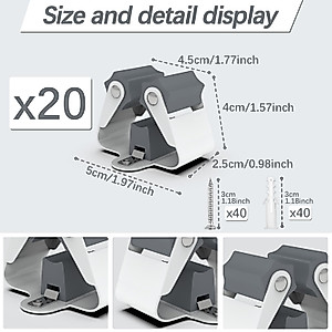 3-H Mop and Broom Holder Wall Mount 20 Pack, Broom Holder Wall Mount, Broom Holder for Garage Garden Shed Storage System Laundry Room Home Kitchen Organization up to 1.45 Inch(grey)