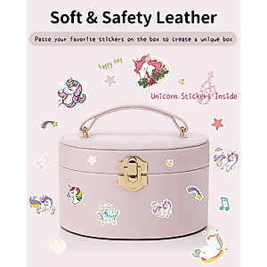 Vlando Musical Jewelry Box for Girls, Small Kid Music Box with Ballerina for Birthday Bedroom Decor, Gifts for Girls Kids - Light Pink