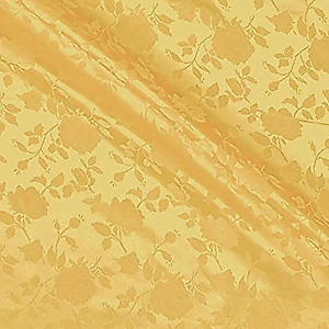 The Fabric Exchange Rose Satin Brocade Jacquard Fabric, 58 Inches Wide - Gold - Sold by The Yard