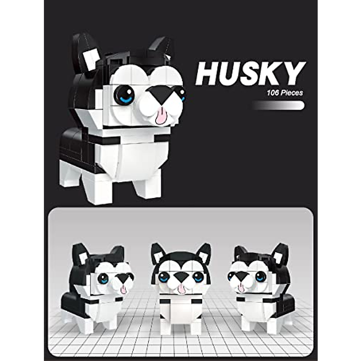 Apostrophe Games Dogs & Friends Building Block Sets - 6 Animals to Build, 661 Pieces - Corgi, Husky, Pug, Shiba Inu, Yorkshire Terrier, Squirrel