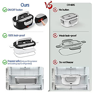 CocoBela Electric Lunch Box Food Heater, Portable Food Warmer with Removable 304 Stainless Steel Container, Dishwasher Safe, Suitable for Home and Car Use