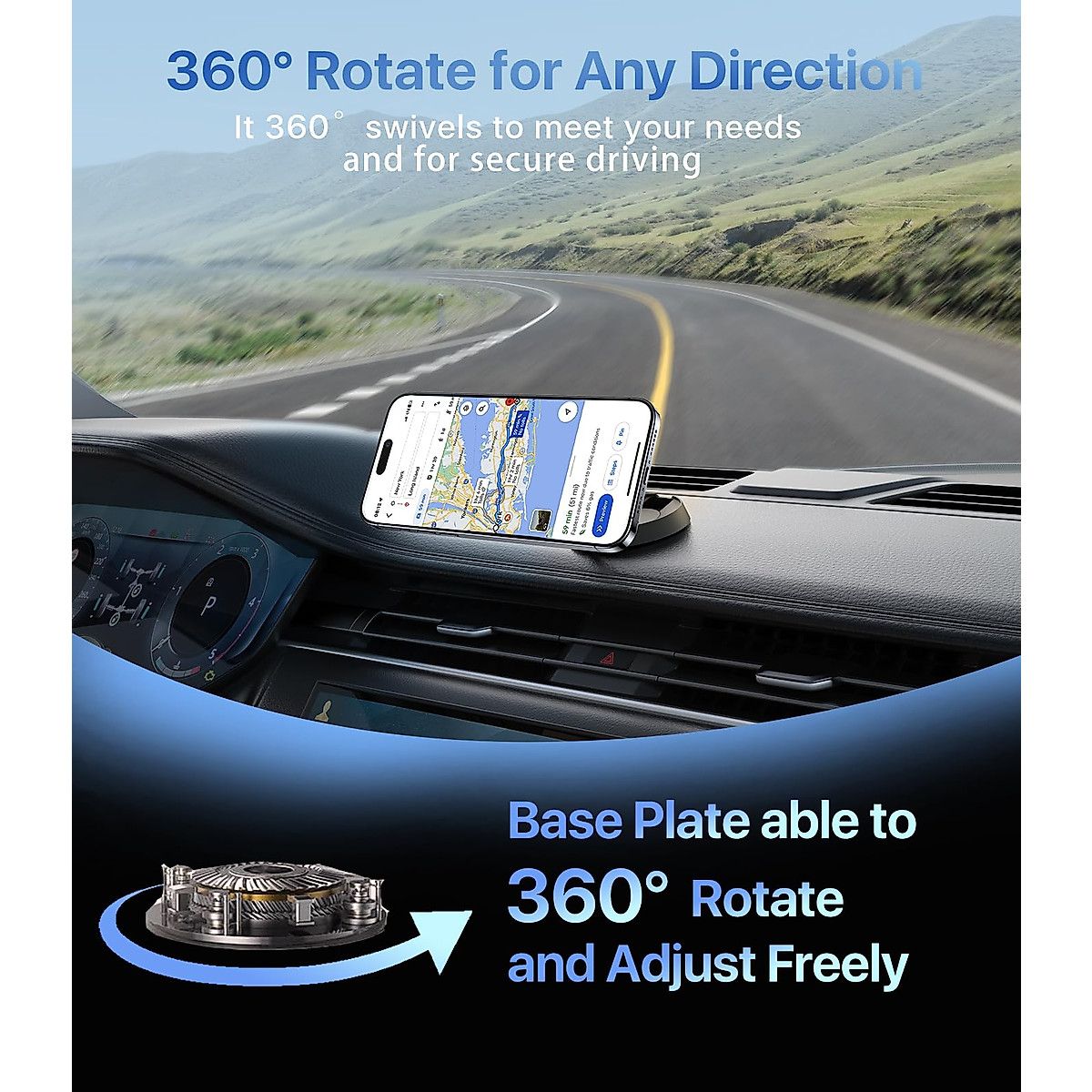 DesertWest Magsafe Car Mount, Industry's First Foldable Magnetic Phone Holder for iPhone 15/14/13/12 Pro Max, All Phones, Matte Black