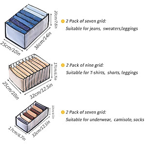UDYR Wardrobe Clothes Organizer for Folded Clothes Jeans Underwears Socks Drawer Storage Organizer Box, 6Pcs Foldable Visible Washable Closet Storage Organizer (Grey)